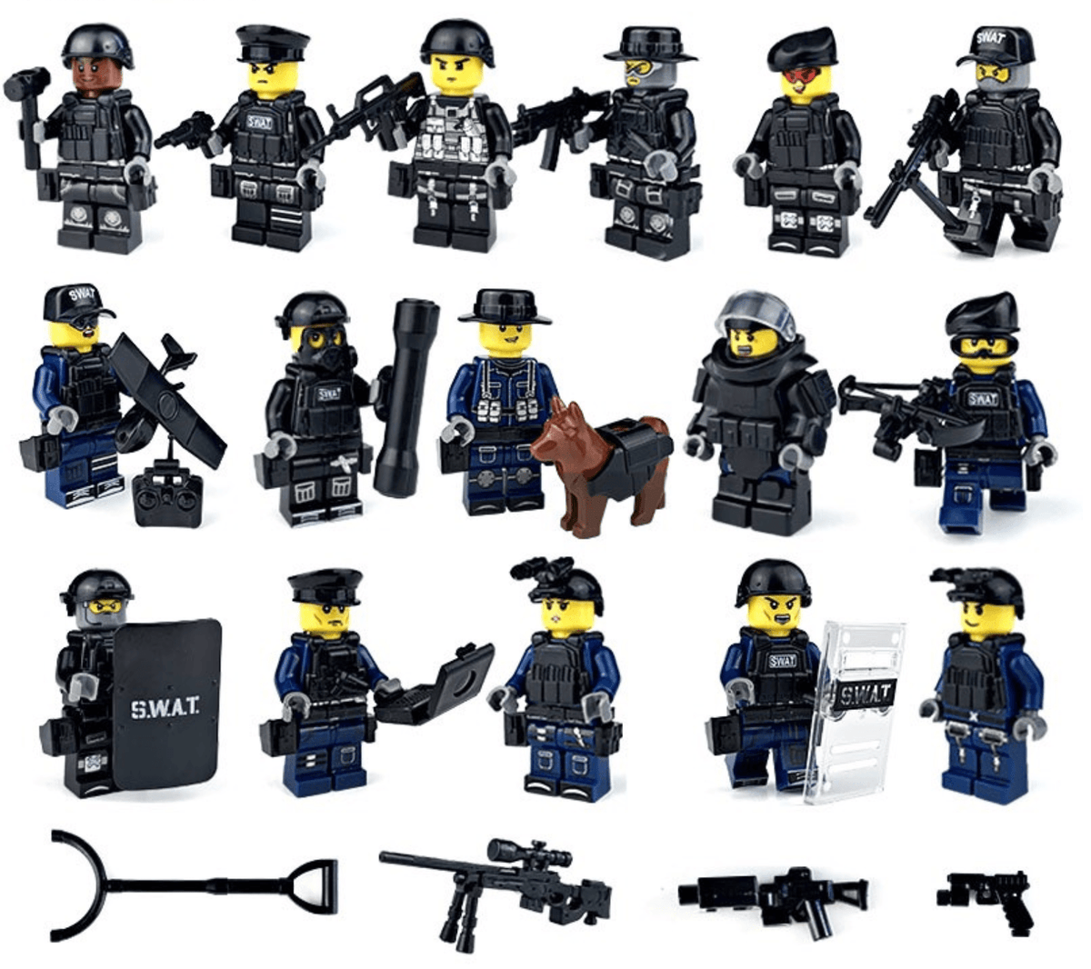 Lego Compatible Police SWAT Officers Minifigures ( 16 Pcs ) – A2ZOZMALL
