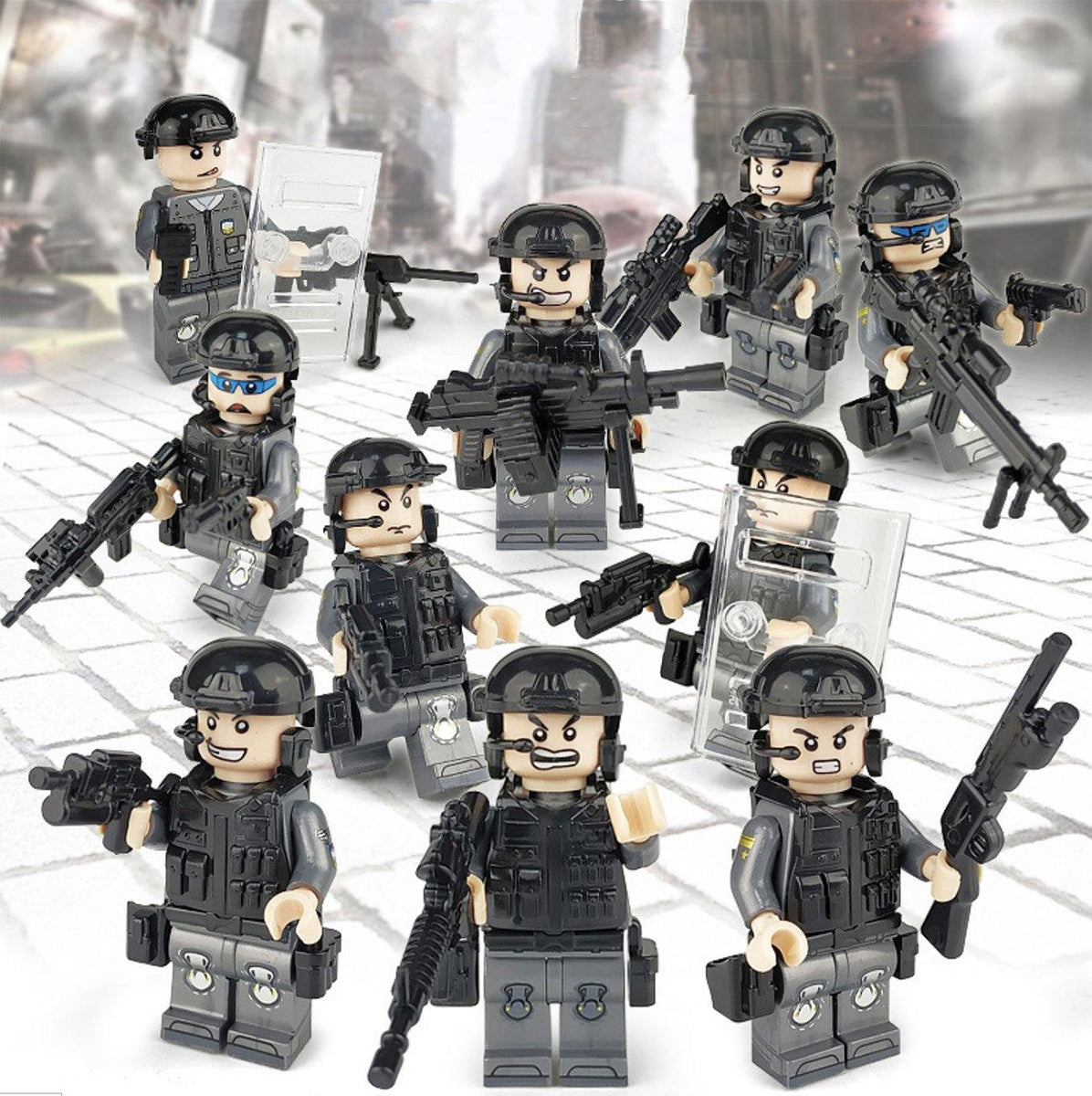 Lego SWAT Team Minifigure 10pcs [ with weapons ] | A2Z Oz Mall – A2ZOZMALL