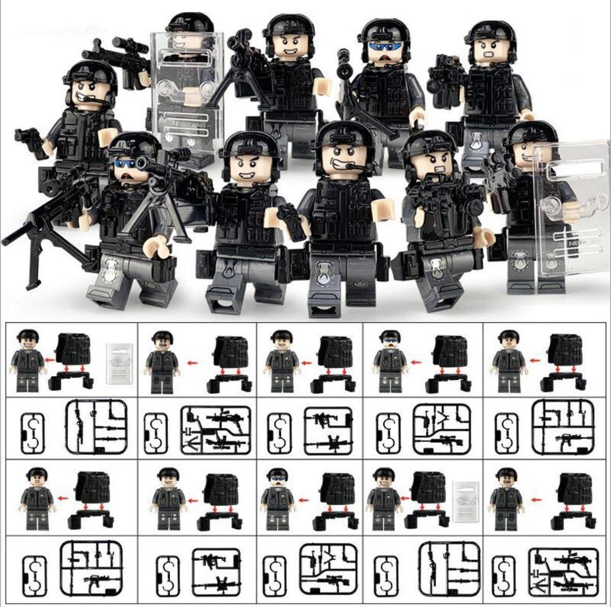 Lego SWAT Team Minifigure 10pcs [ with weapons ] | A2Z Oz Mall – A2ZOZMALL