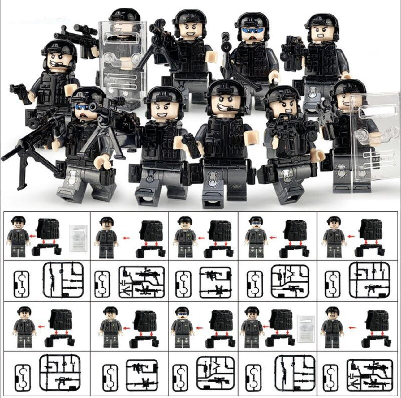 Lego SWAT Team Minifigure 10pcs [ with weapons ] | A2Z Oz Mall – A2ZOZMALL