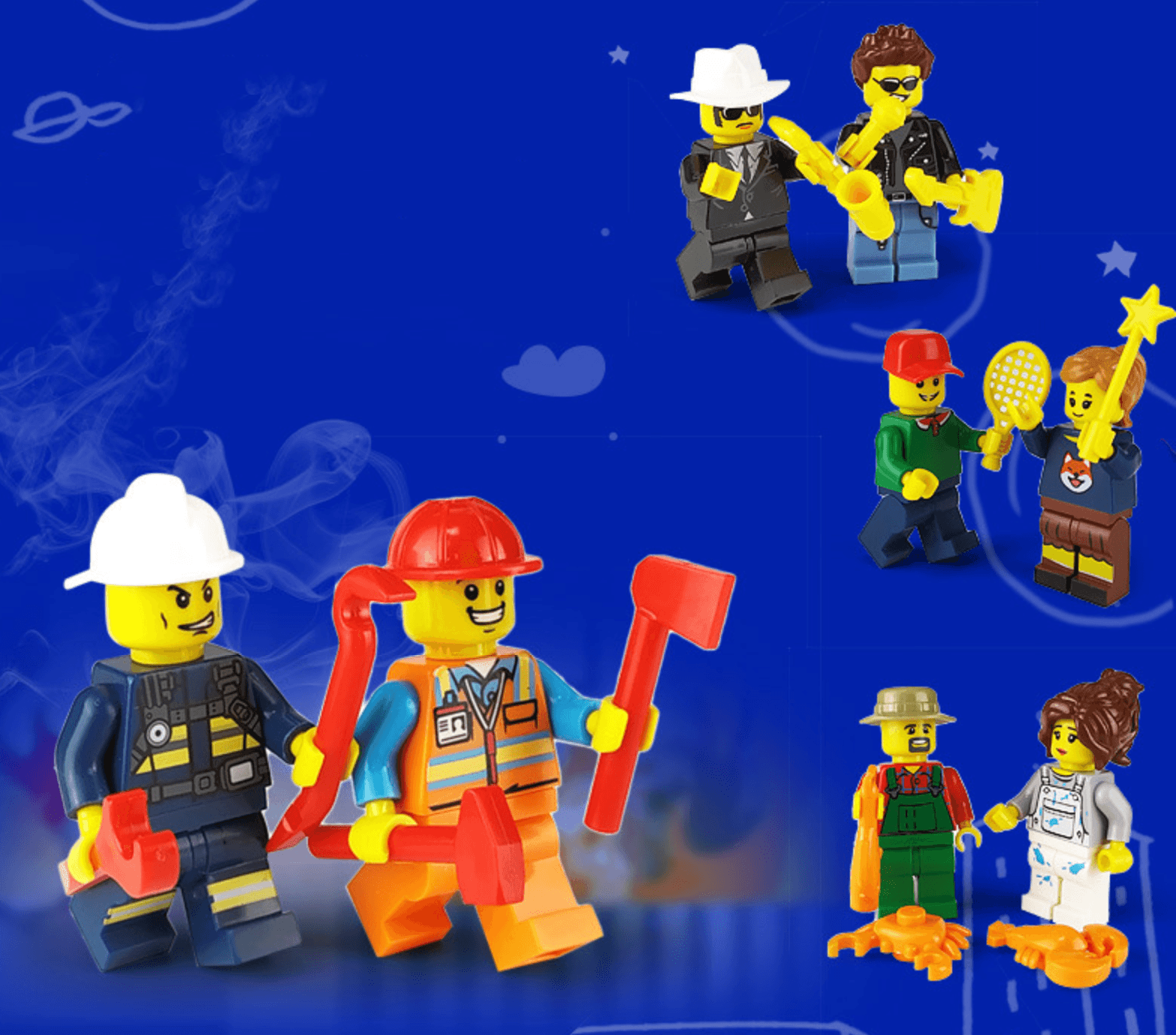 Bulk 20 Lego Compatible Minifigures City Community People with Accesso ...